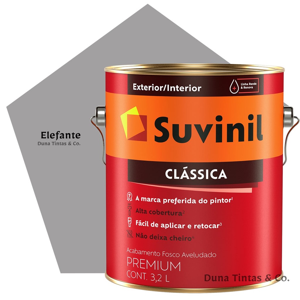 Tinta Suvinil Clássica Paredes e Tetos 3,2L Elefante | Shopee Brasil