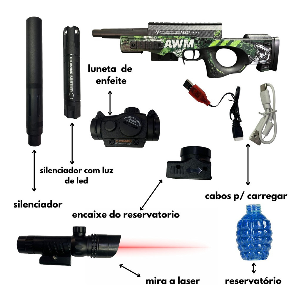 Arminha Arma De Gel Metralhadora Awm Automática Airsoft | Shopee Brasil