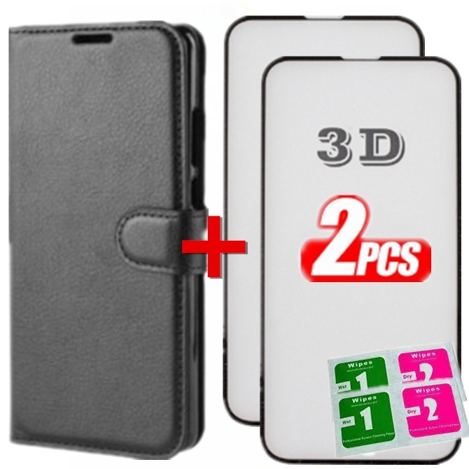 KIT Capa Capinha Carteira Flip + 2 Película de vidro 3D Para Samsung Galaxy A05/A05s/A14/A15/A24 ...