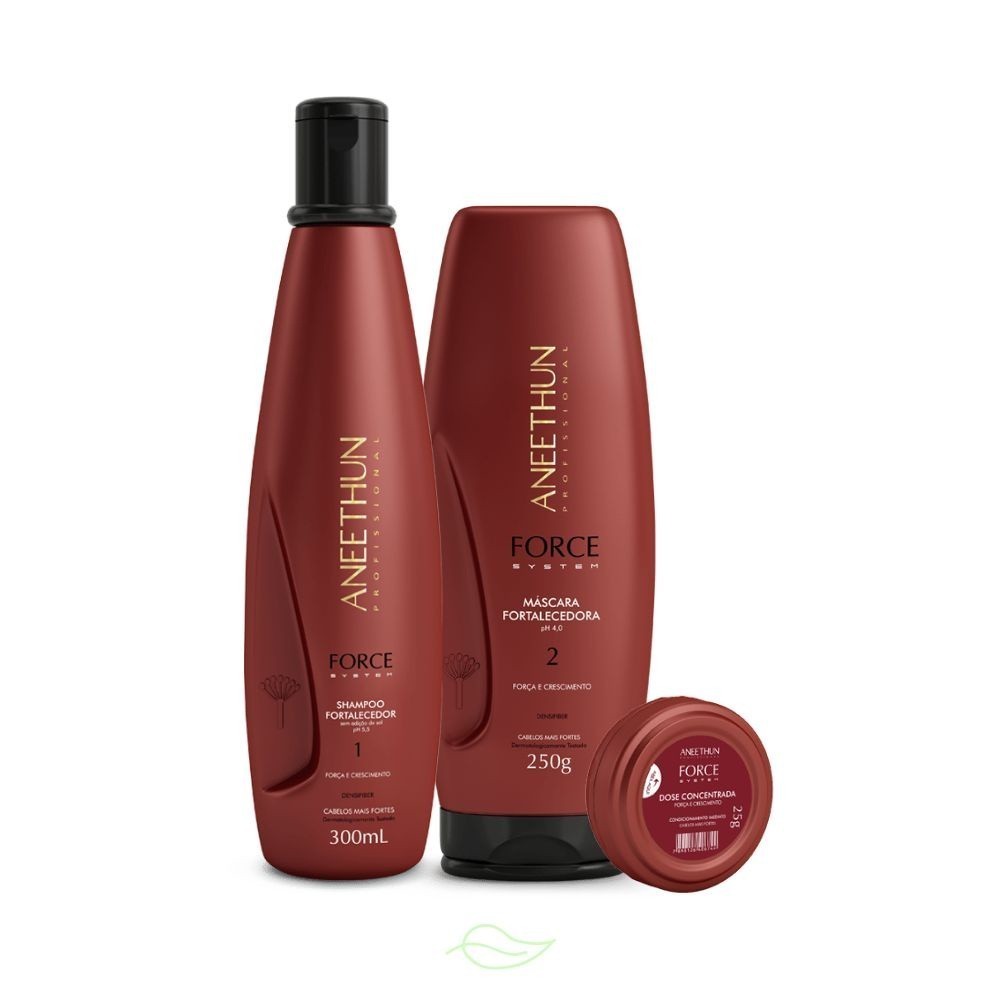 Kit Aneethun Force System Shampoo 300ml, Máscara 250g e Dose 25g + Mimo ...