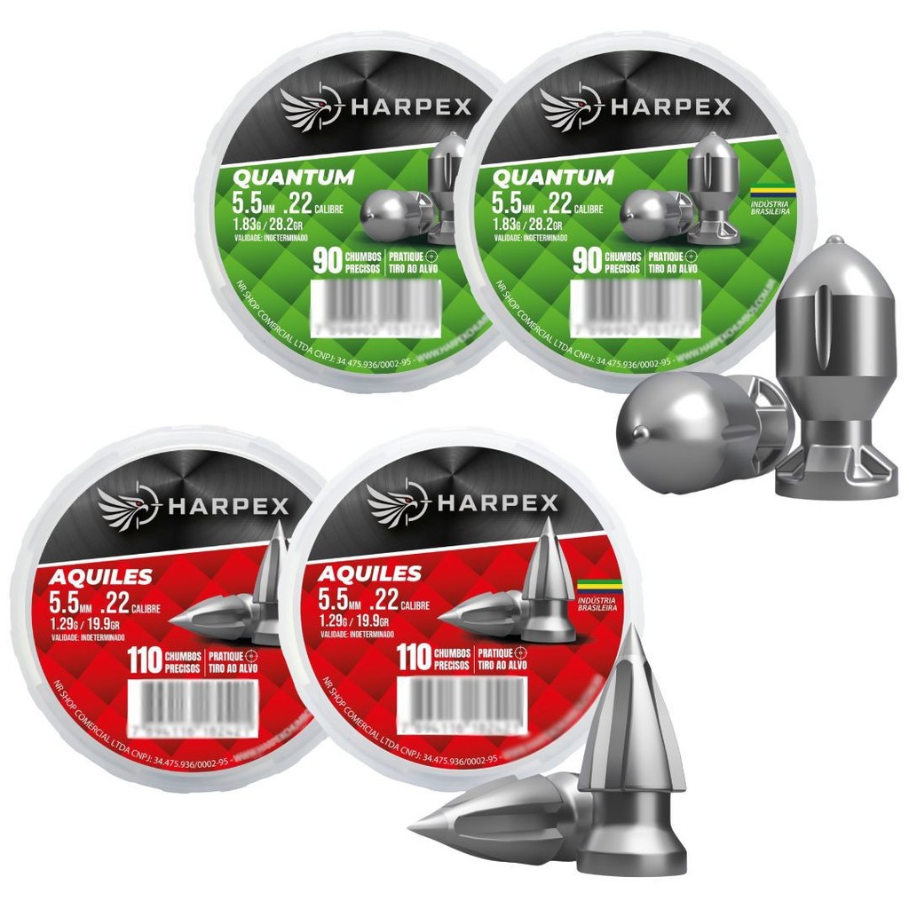 Kit 4 Chumbinho Harpex Aquiles Quantum Munição 5.5mm 400 un | Shopee Brasil
