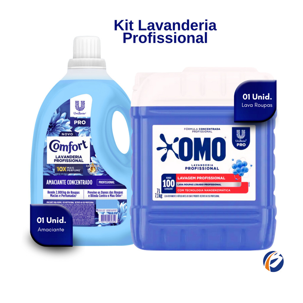 Kit Lavandeira: Lava Roupas Líquido Lavanderia Pro Omo 7L + Amaciante ...