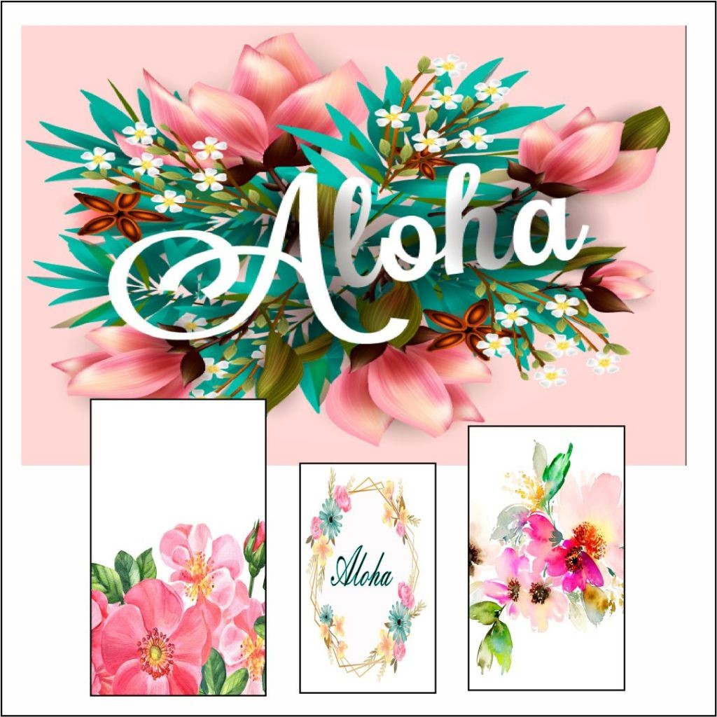 Painel Flores de Tecido Sublimado tema Aloha, Retangular na medida de 2 ...