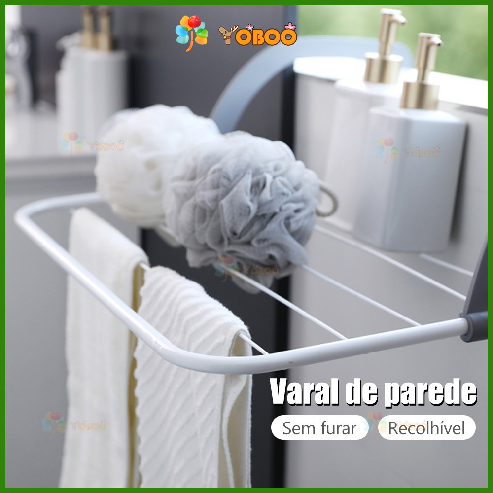 YOBOO Vara de roupa para secar roupas varal retratil parede magico para ...