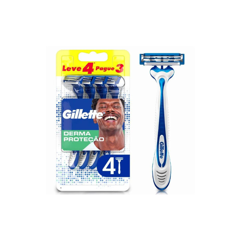 Aparelho De Barbear Gillette Derma Proteção Leve 4 Pague 3 | Shopee Brasil
