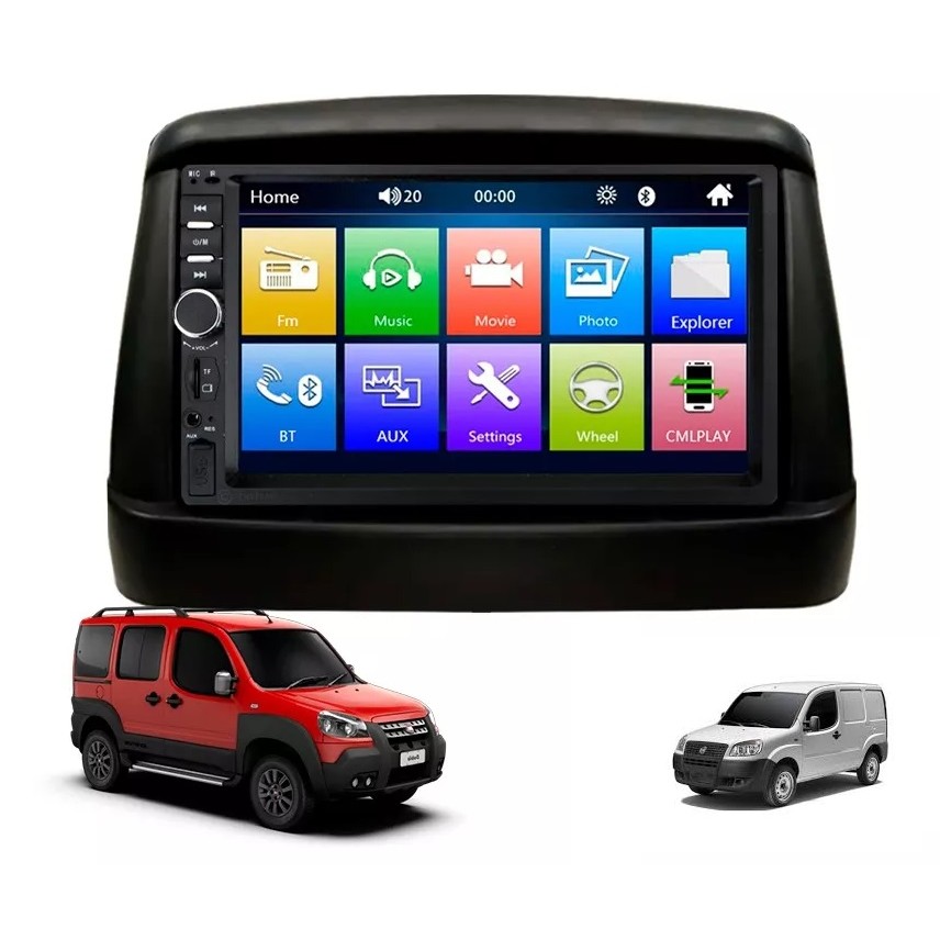 Kit Multimídia Doblo 2002 / 2021 Mold Preta 7 Pol Carplay AndroidAuto - 7810HCPAA FirstOption ...