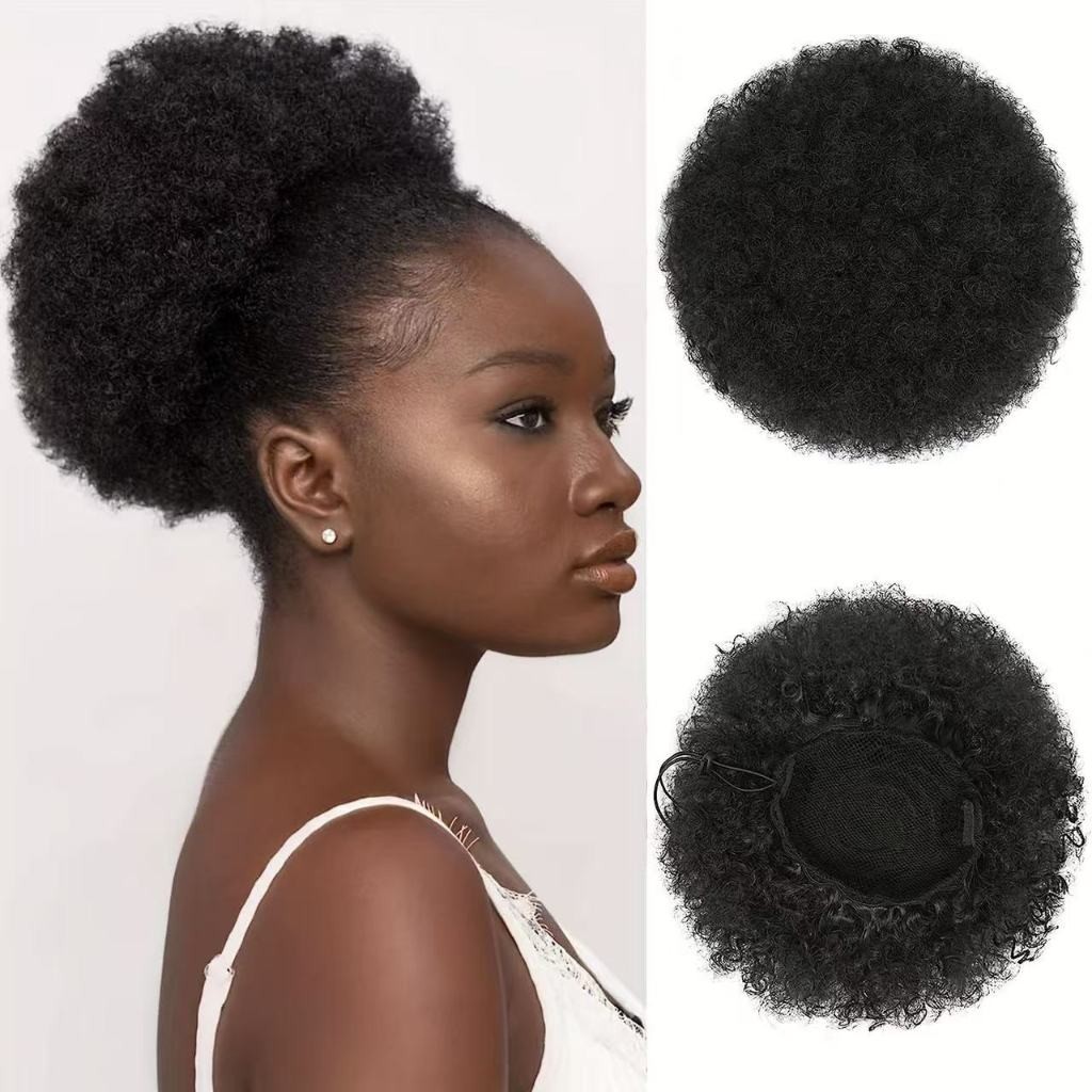 Aplique Coque Afro Puff Orgânico Ajustável Preta | Shopee Brasil