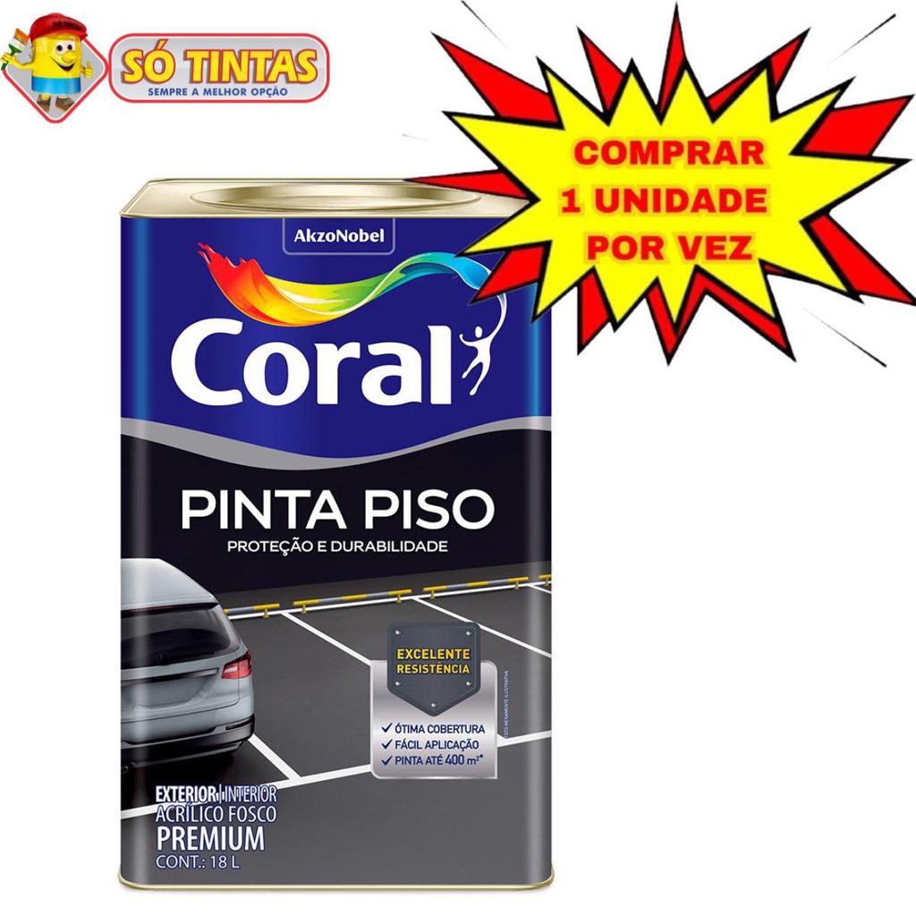 Tinta Pinta Piso Premium 18L Coral Fácil Aplicação Várias Cores ...