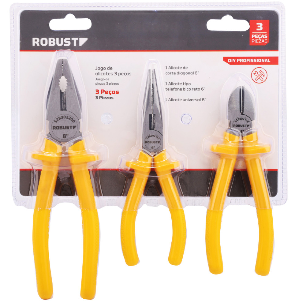 Kit Alicates Universal Corte E Bico Gedore Robust 3 Peças | Shopee Brasil