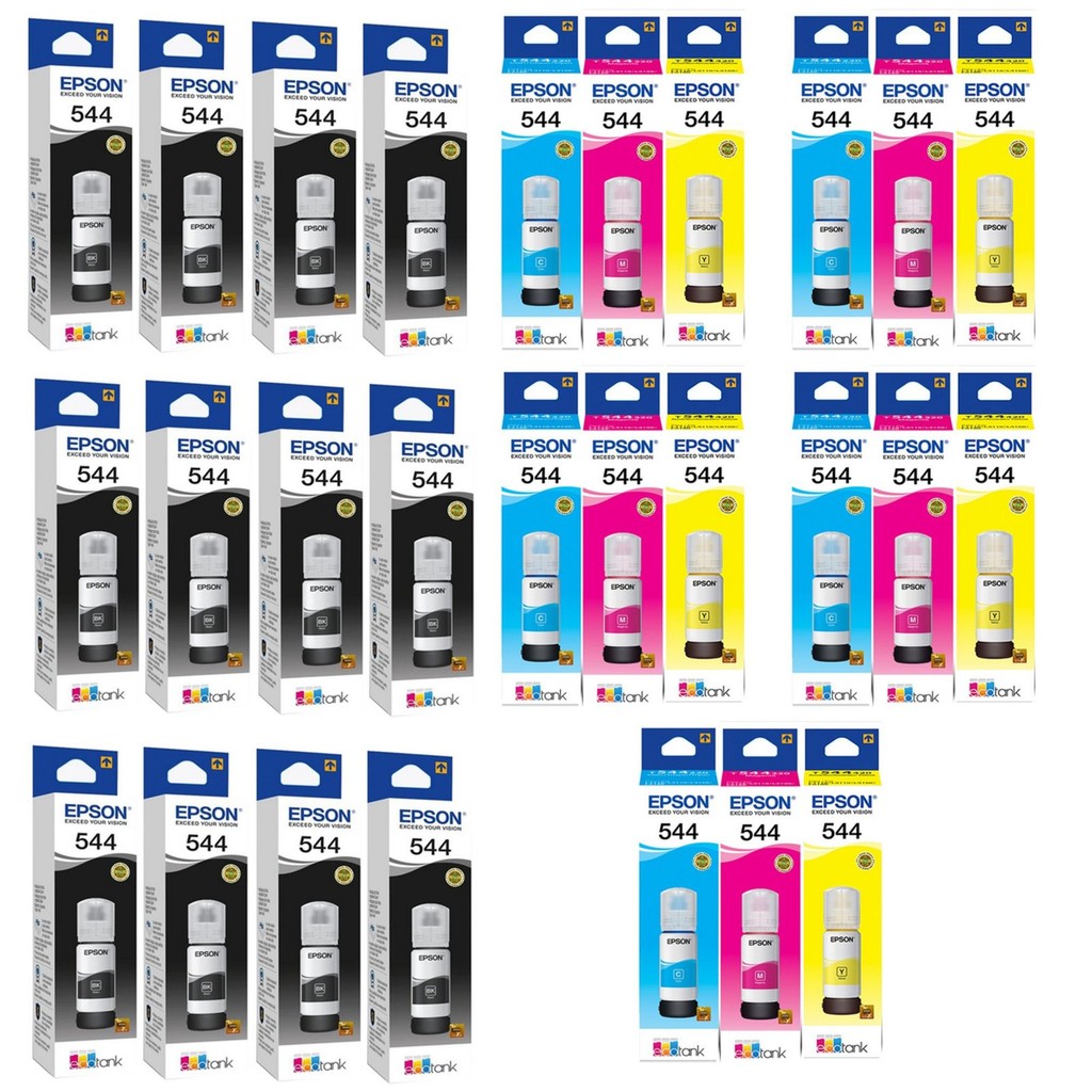 KIT 27 REFIL TINTA PARA EPSON ORIGINAL T544 L3110 L3150 L3250 COLOR | Shopee Brasil