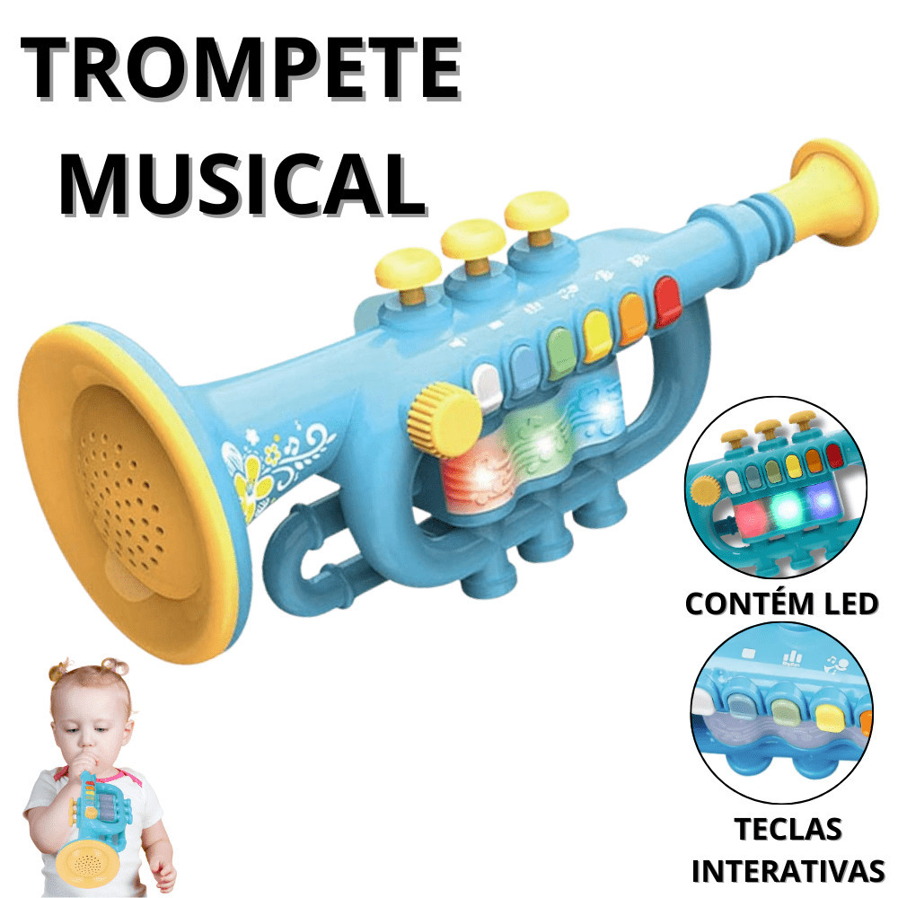 Instrumento Musical Infantil Trompete De Brinquedo Instrumento Musicais Infantis Bebe Educativo ...