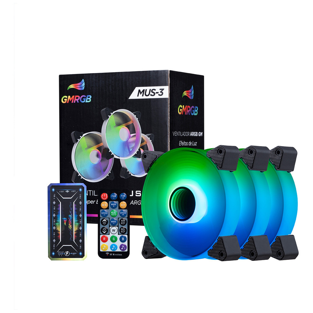 Kit 3 Fans Cooler Led Ring Rgb 120mm Ventoinha Gabinete Pc | Shopee Brasil