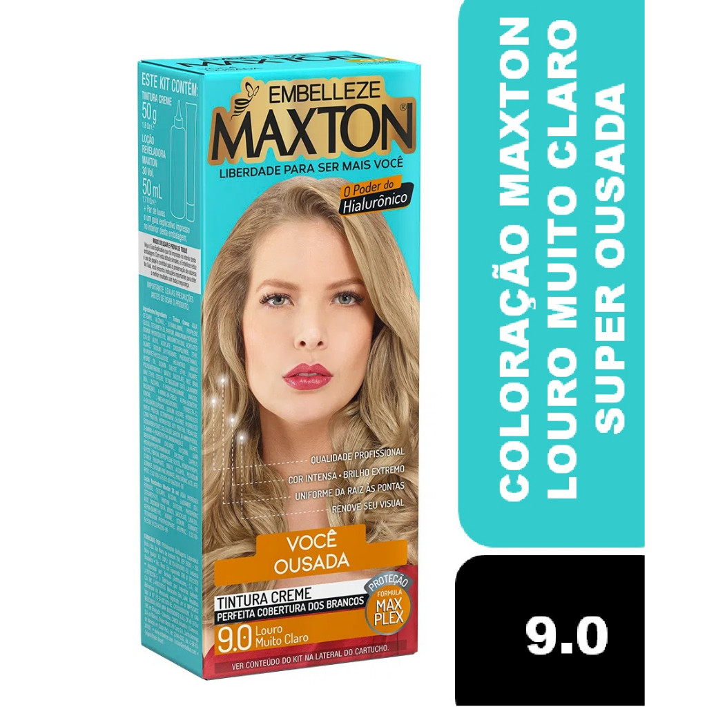 Tinta de Cabelo Maxton Super Ousada Louro Muito Claro 9.0 | Shopee Brasil