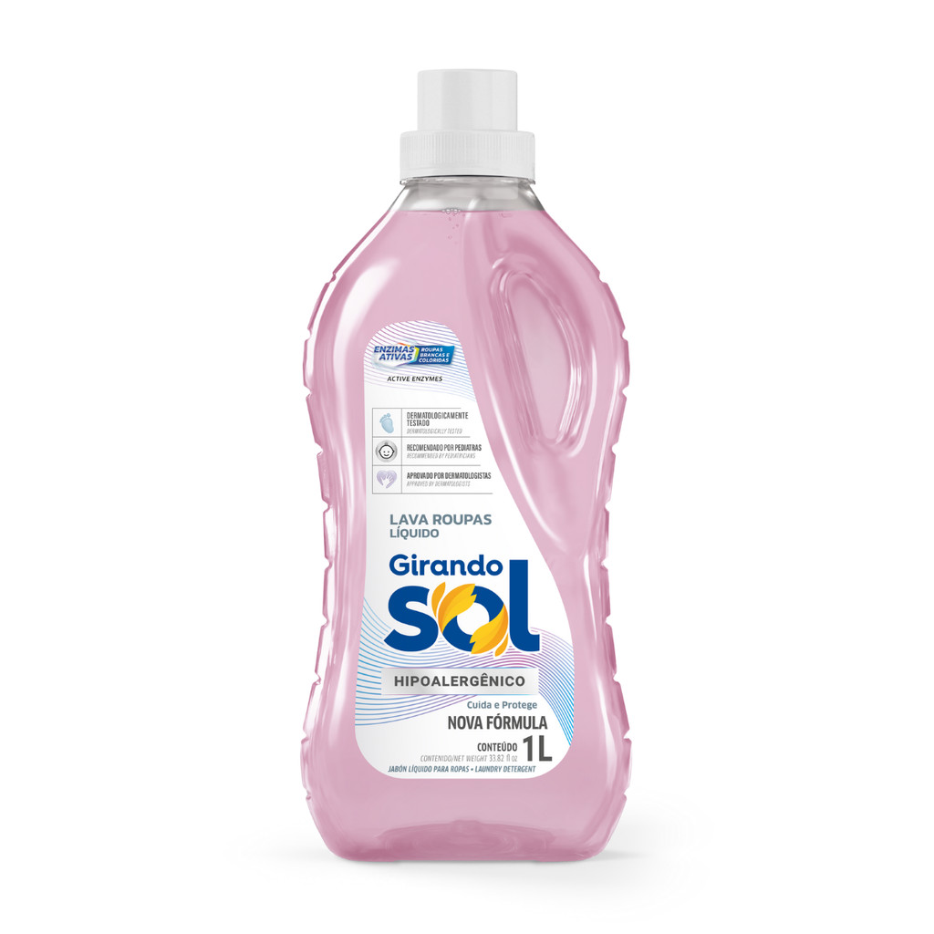 Lava Roupas Líquido Hipoalergênico Girando Sol 1L, Sabão Líquido Lava ...
