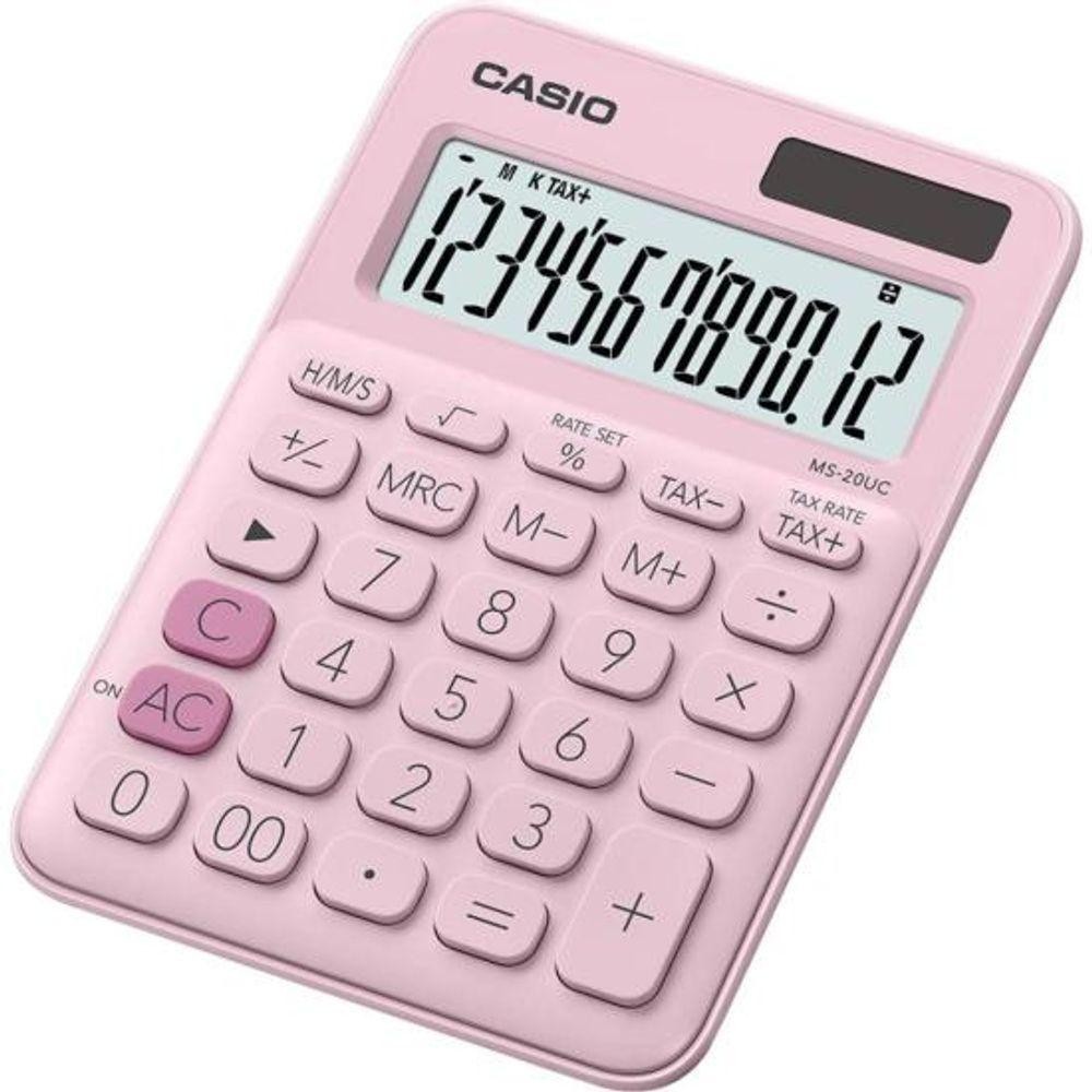 Calculadora De Mesa Casio Ms20uc 12 Dígitos Rosa Claro | Shopee Brasil