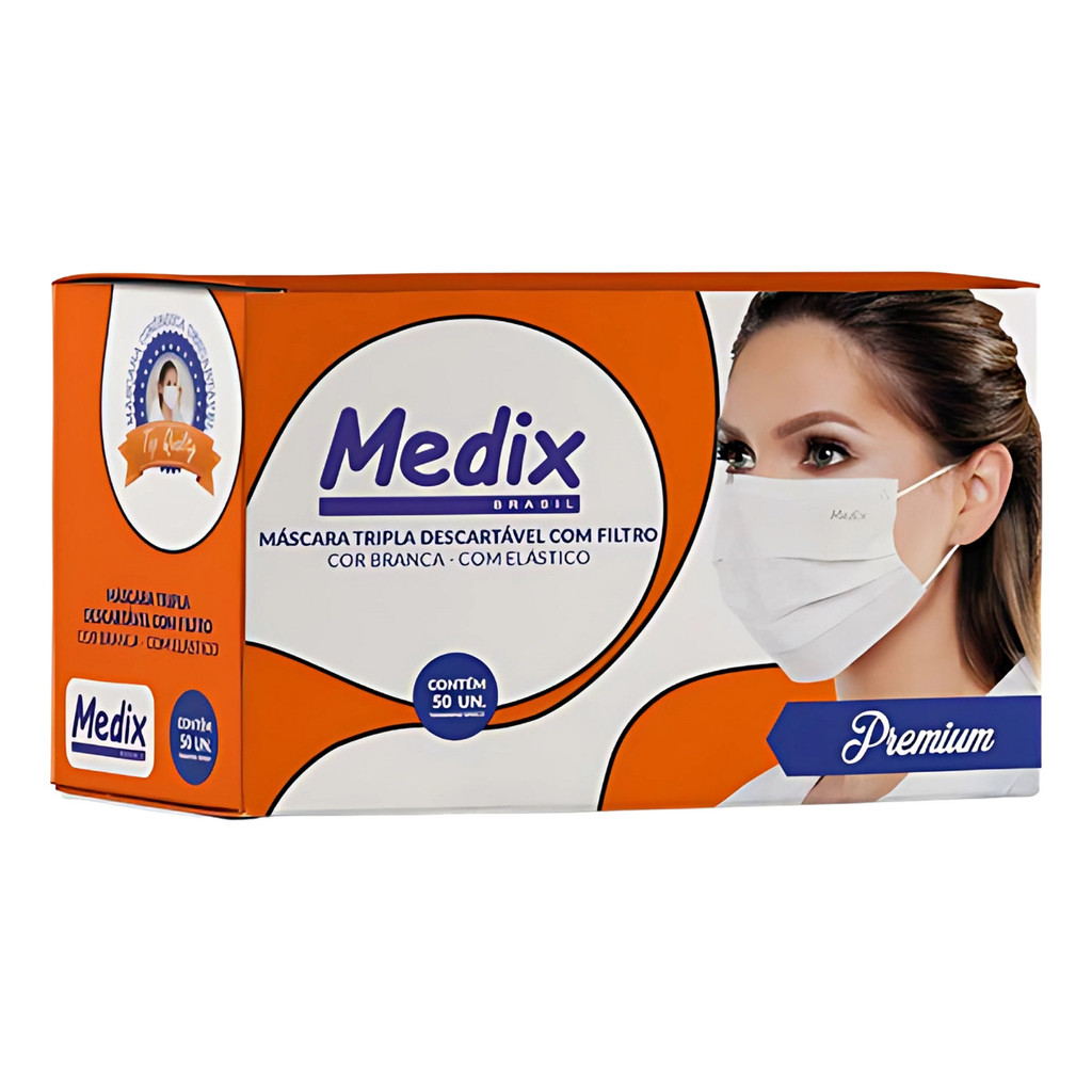 Medix Mascara Tripla Descartável Caixa Com 50uni Cor Branca | Shopee Brasil