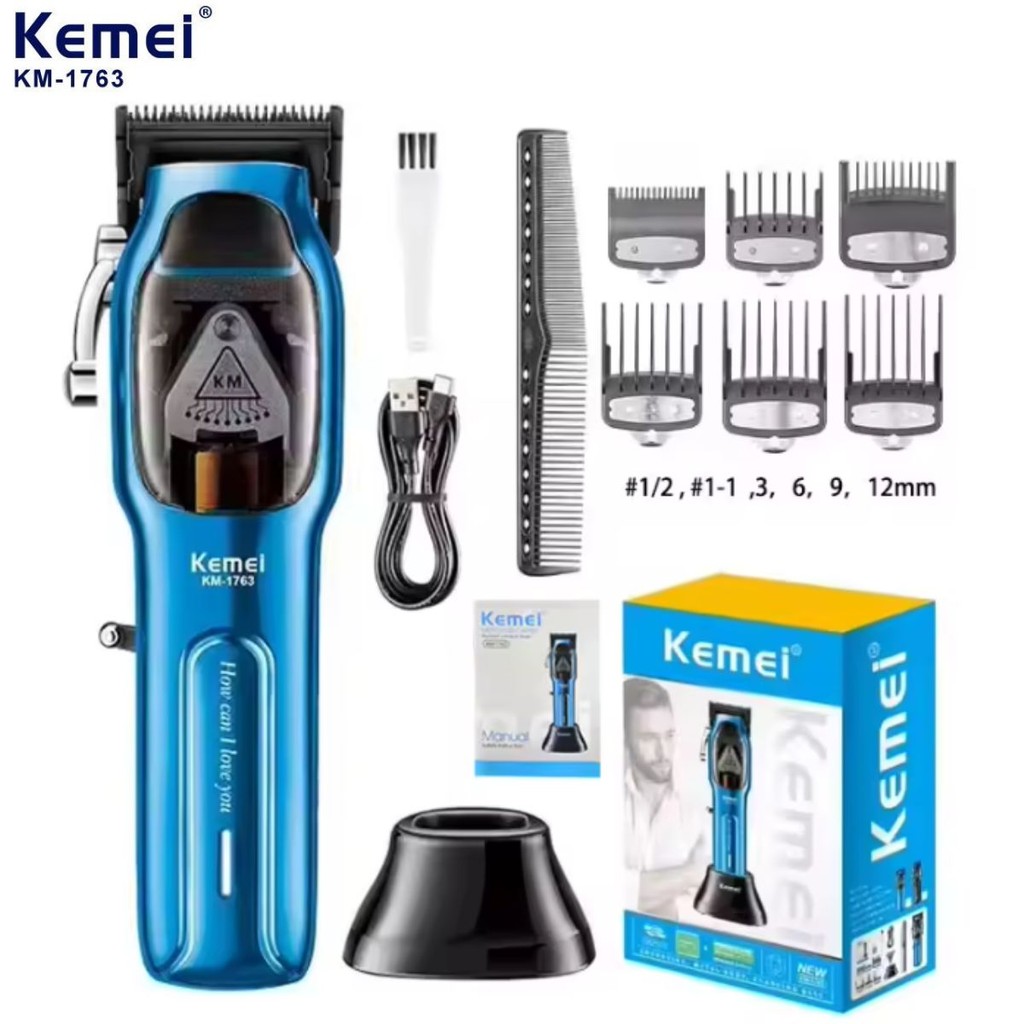 Kemei KM-1763 Máquina de Cortar Cabelo Sem Fio Profissional Aparador de ...