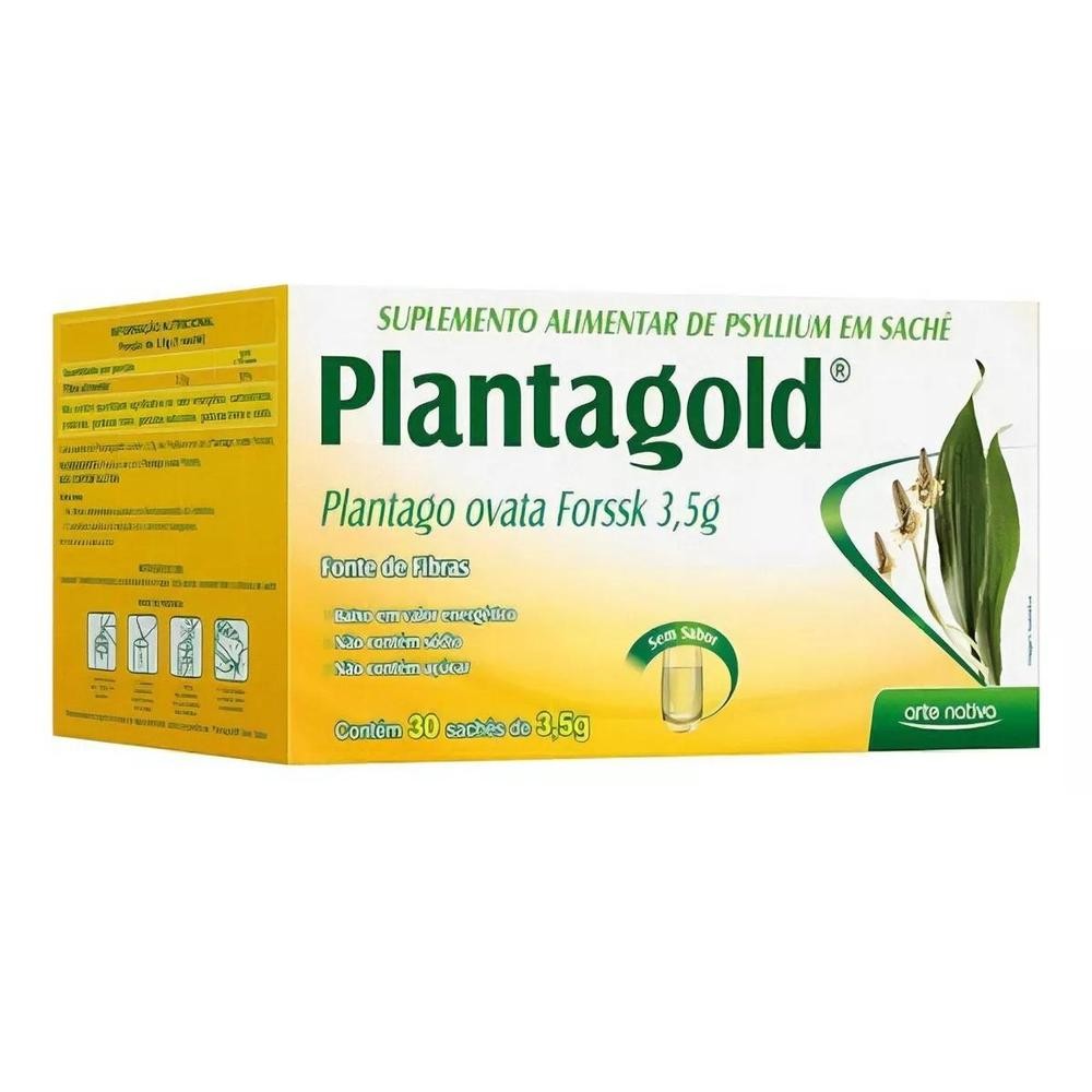 Plantagold Plantago Ovata Forssk 3,5g Sem Sabor 30 sachês Arte Nativa ...