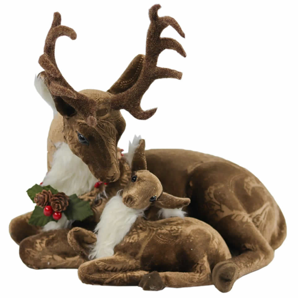 Enfeite Rena e Baby Rena Dormindo 31cm Natal | Shopee Brasil