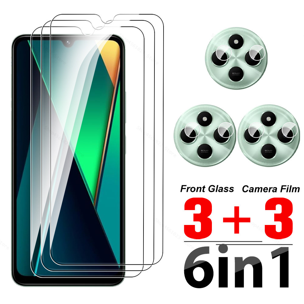 6 Em 1 Vidro Temperado Para Xiaomi Poco C75 4G Protetor De Tela Pequeno C 75 C65 F6 X6 M6 Pro 4G ...