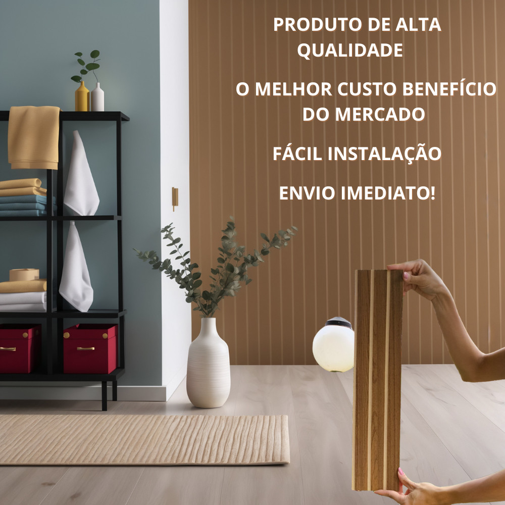 Kit 100 Placas Painel Ripado Revestimento de Parede MDF 45x11 ...