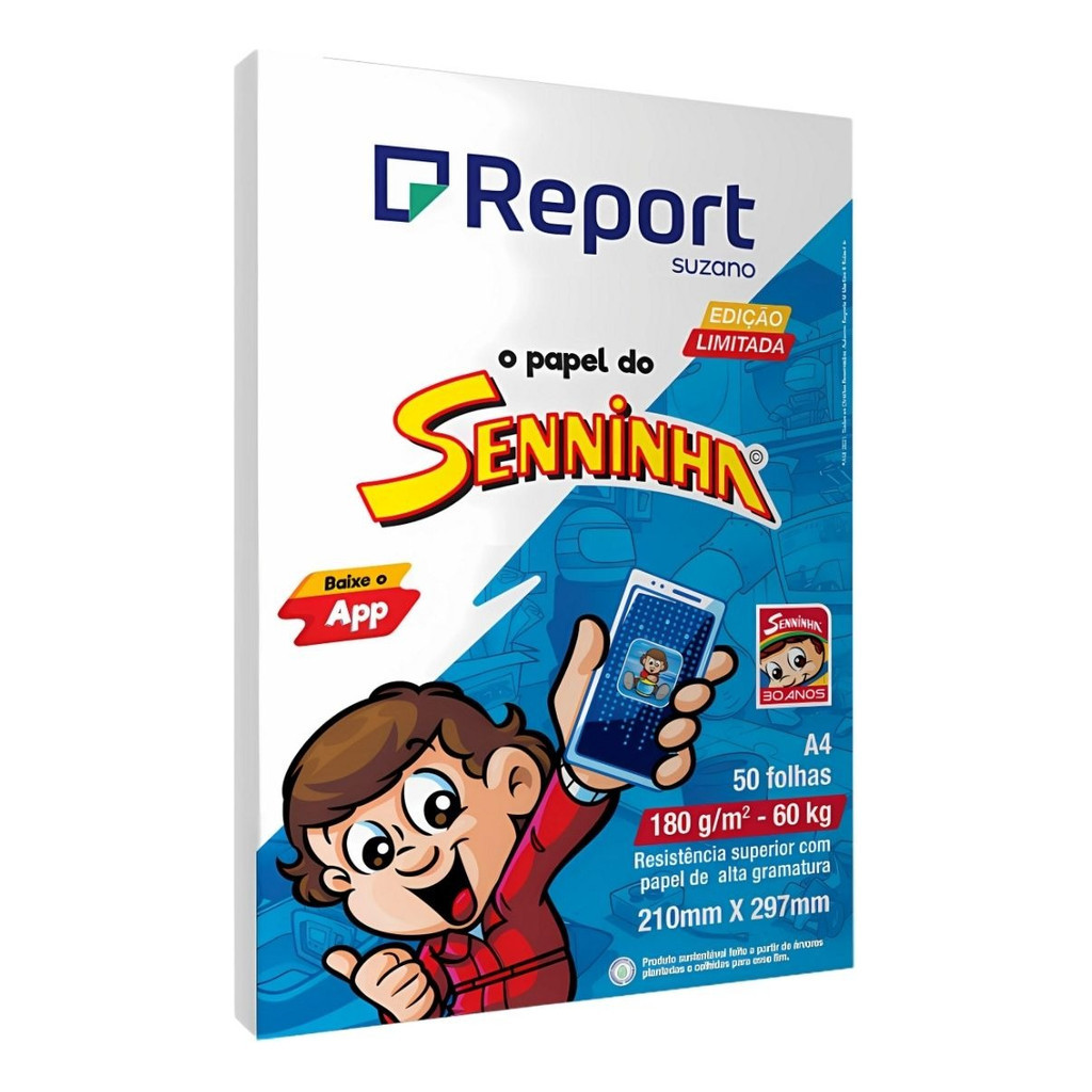 Papel A4 Sulfite Report Seninha 180g 50 Fls Brancas Premium | Shopee Brasil