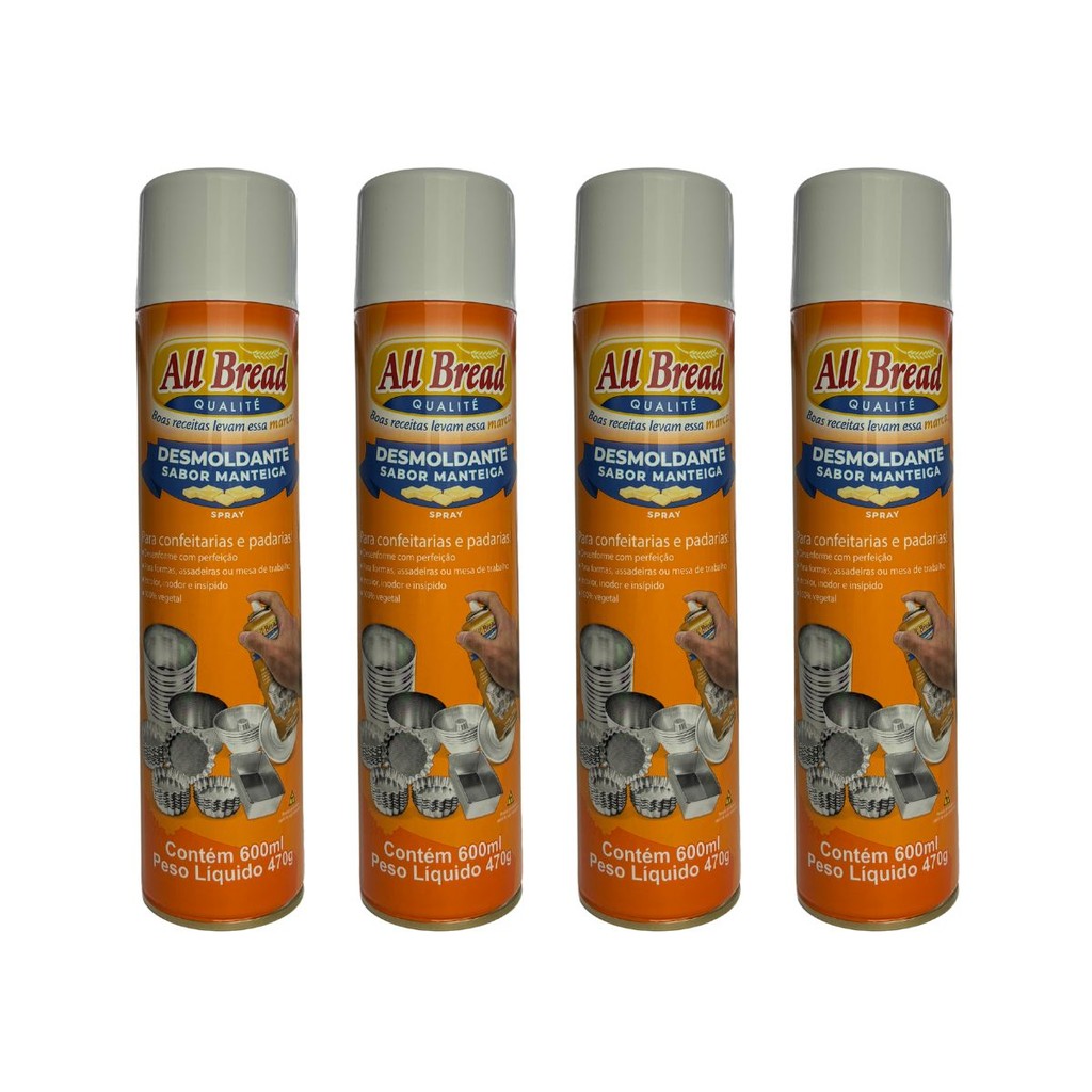 KIT 4 UNIDADES DESMOLDANTE CULINÁRIO EM SPRAY SABOR MANTEIGA ALL BREAD ...