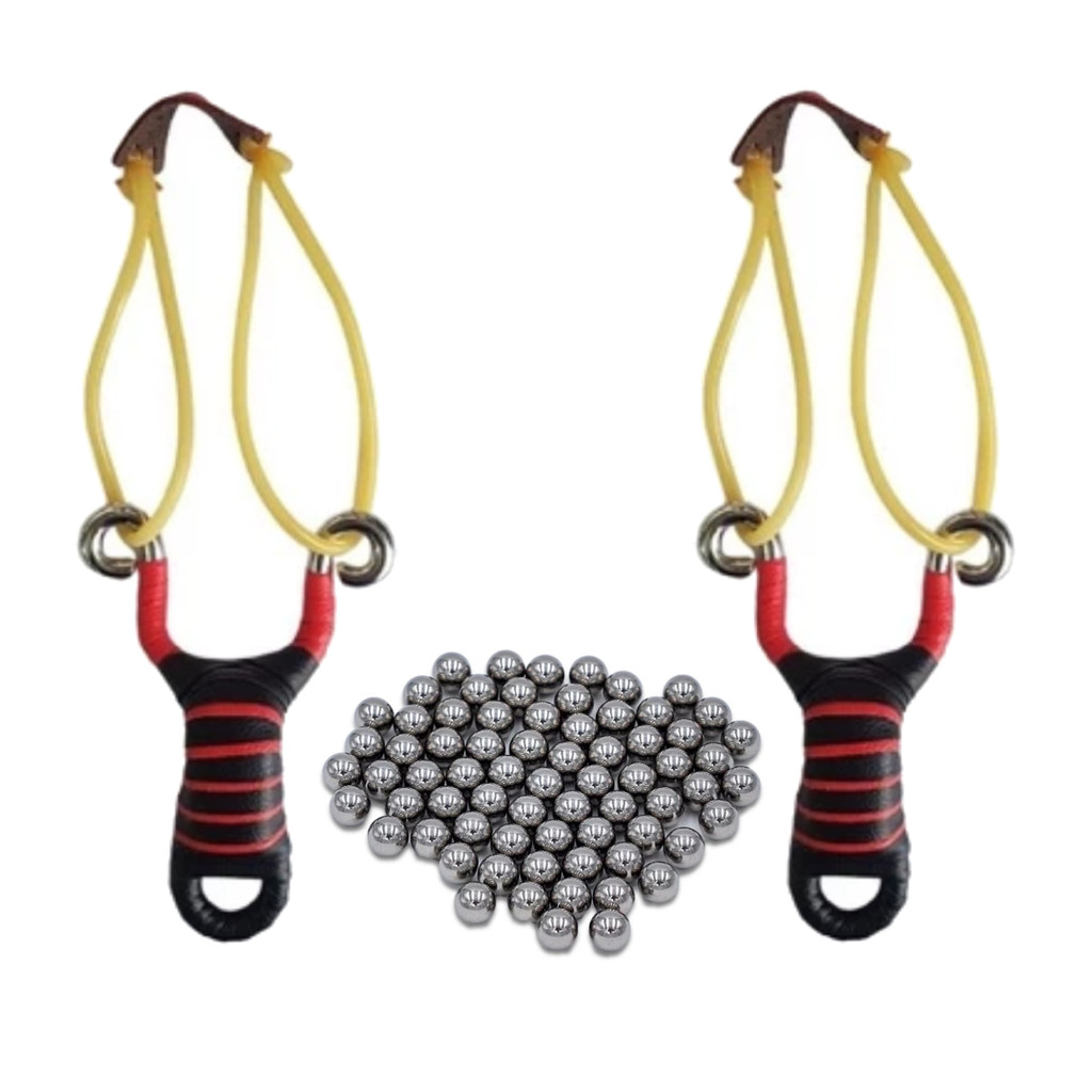 Kit 2 Estilingue Atiradeira Profissional Pesca Slingshot Garrote Metal ...