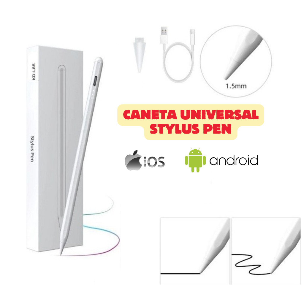 Caneta Touch screen Ponta Fina Universal Tablet Cel Samsung iPad iphone para android ios ...