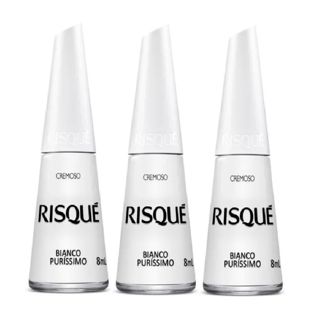 Risque Cremoso Esmalte Bianco Puríssimo 8ml Kit 3un | Shopee Brasil