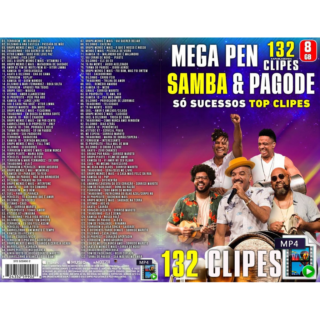 Pen Drive 8 Giga 132 Samba E Pagode Só Sucessos Top Clipes | Shopee Brasil