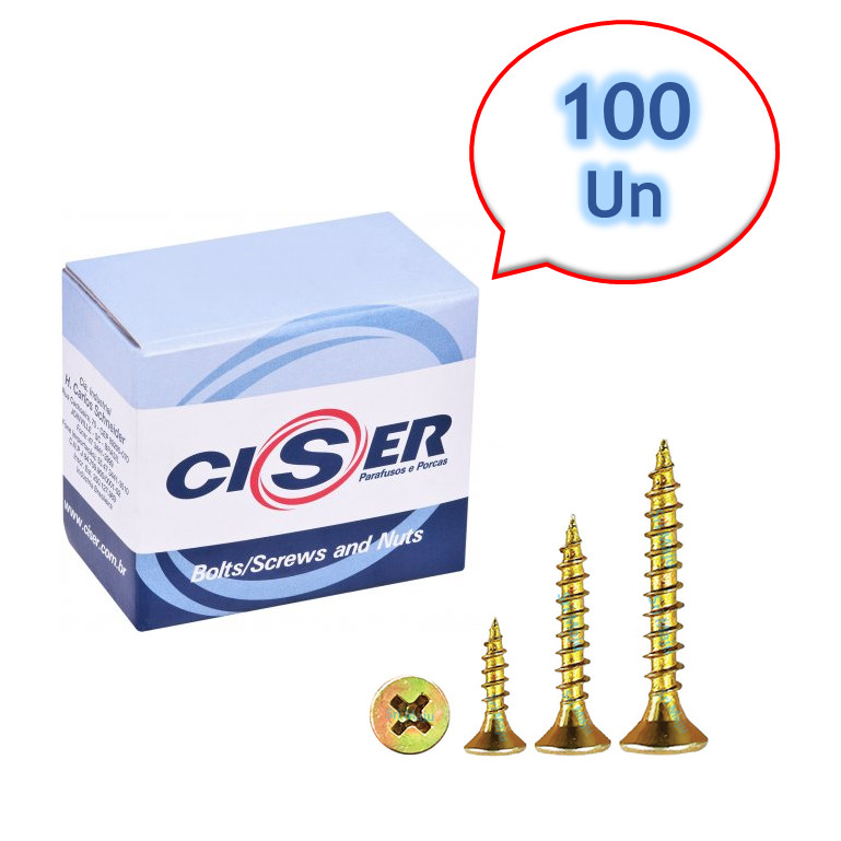 Parafuso Philips 6,0x80 Madeira, Mdf - Caixa Ciser 100un | Shopee Brasil