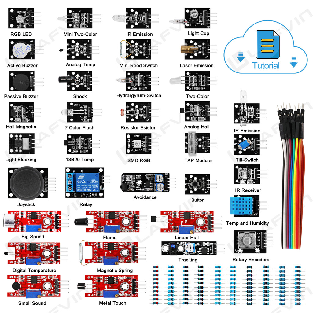 Kit De Módulos De Sensor LAFVIN 37 Em 1 Para Arduino UNO R3 Mega2560 ...