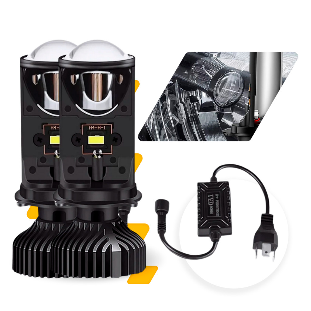LAMPADA LED H4 PROJETOR LUZ DE LED PARA CARRO MOTO 240W 12V 5500K SUPER BRANCA KIT 2UN BI LED ...