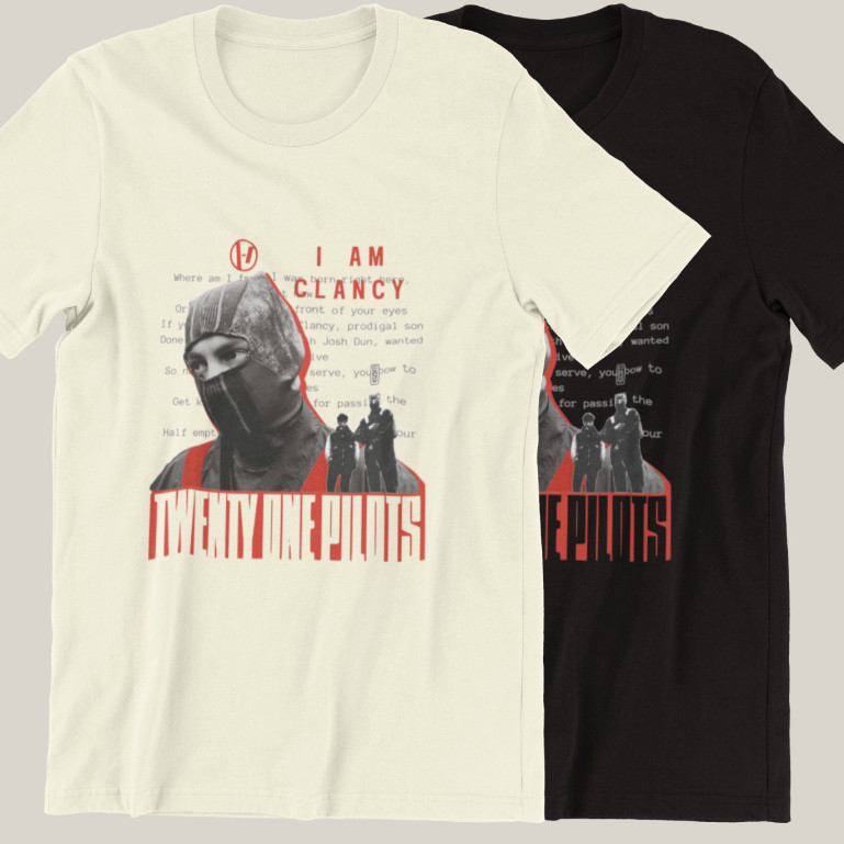 CAMISETA TWENTY ONE PILOTS I AM CLANCY LYRIC 100% ALGODÃO | Shopee Brasil