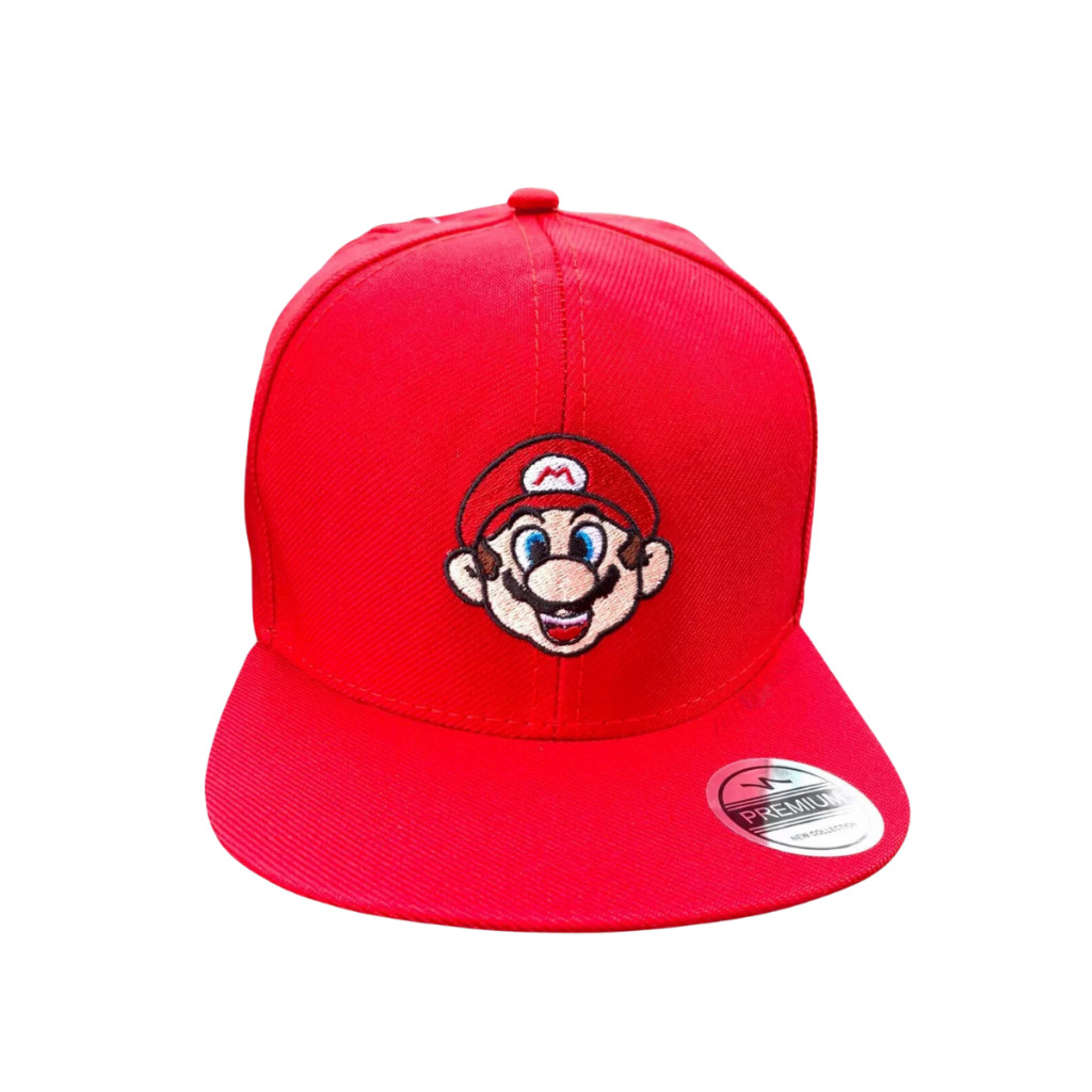 Boné Infantil Aba Reta Bordado Bone Mario Bros Boné Super Mario 4 a 10 ...