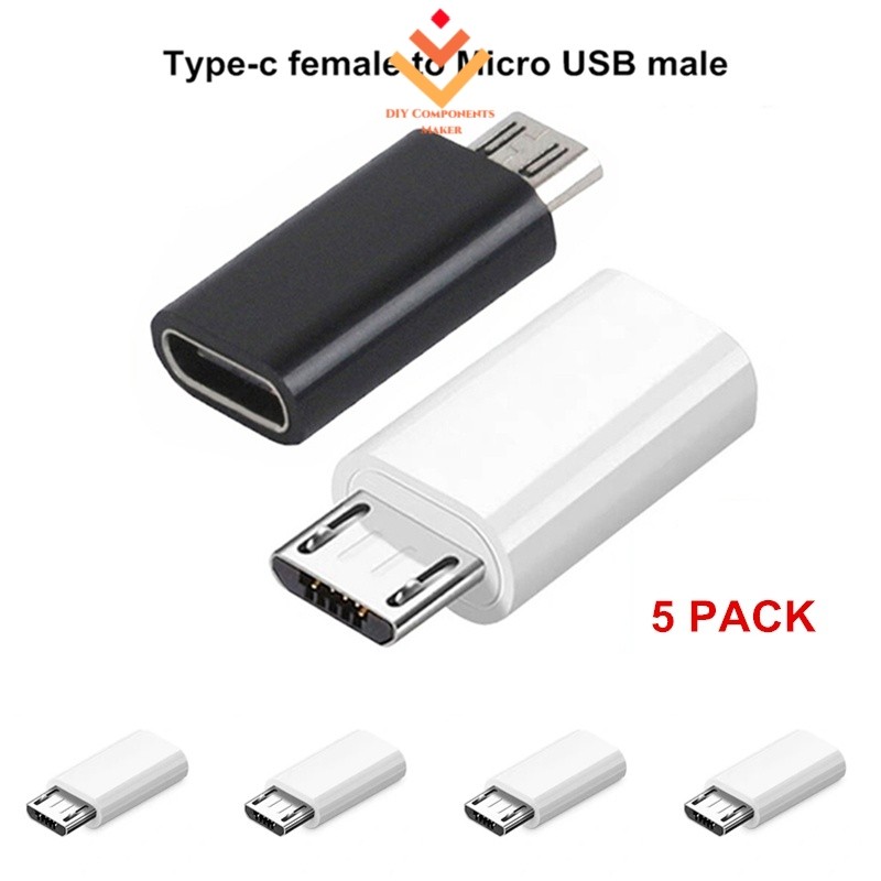 5 PACK USB Tipo C Fêmea Para MICRO Macho Adaptador Conversor | Shopee ...