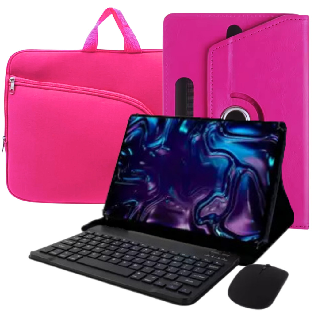 Capa Giratória kit c Teclado Touchpad Rosa p/ Tablet POSITIVO VISION ...