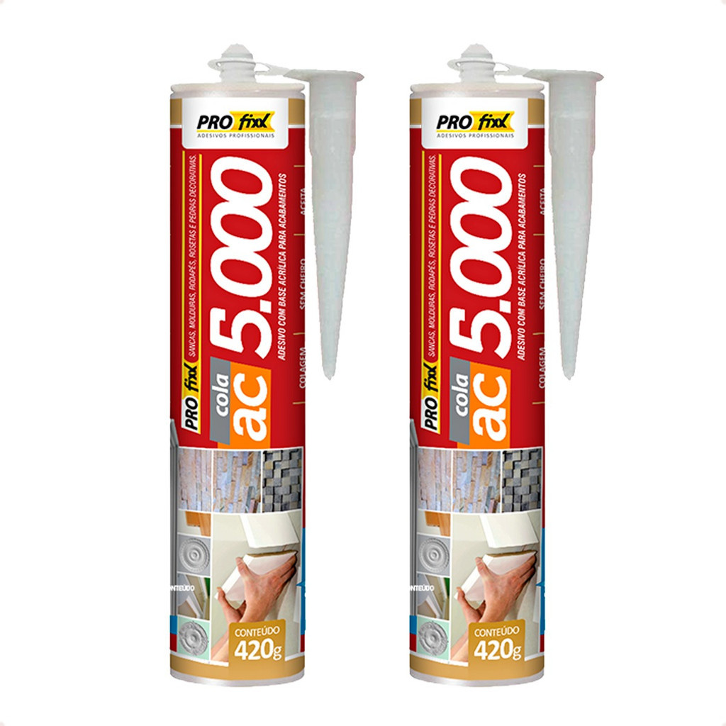 Kit 2 Cola Para Rodapé Moldura Sanca Colagem AC5000 420g - Profixx | Shopee Brasil