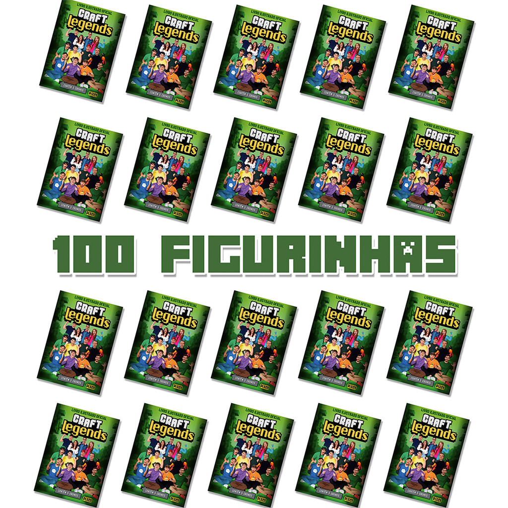 Kit de 20 Envelopes (100 Figurinhas) Oficial Craft Legends Minecraft ...