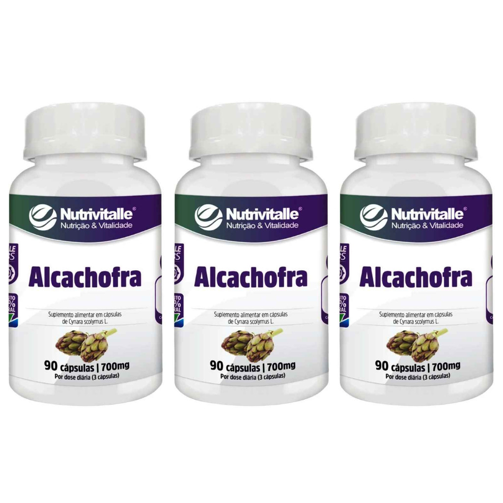 KIT 3 UN - ALCACHOFRA 700MG 90 CAPSULAS NUTRIVITALLE | Shopee Brasil