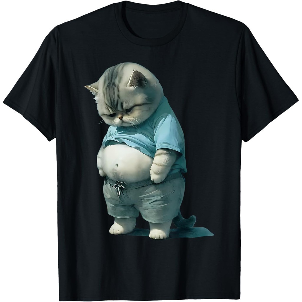 [Camiseta Premium em Algodão Puro]SISI Camiseta Masculina Funny Fat Cat ...
