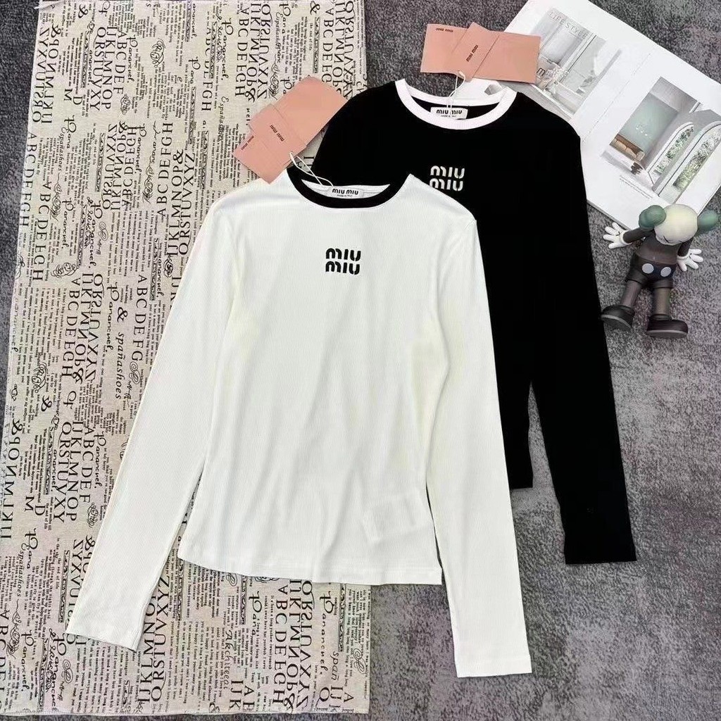 Mumu 2024 Outono Inverno Novo Estilo Contraste Cor Design Carta Camiseta | Shopee Brasil