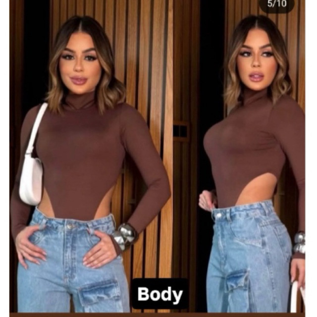 BLUSA CAMISETA BODY BORI BORY GOLA ALTA CACHARREL CAVADO ABERTURA DOS ...