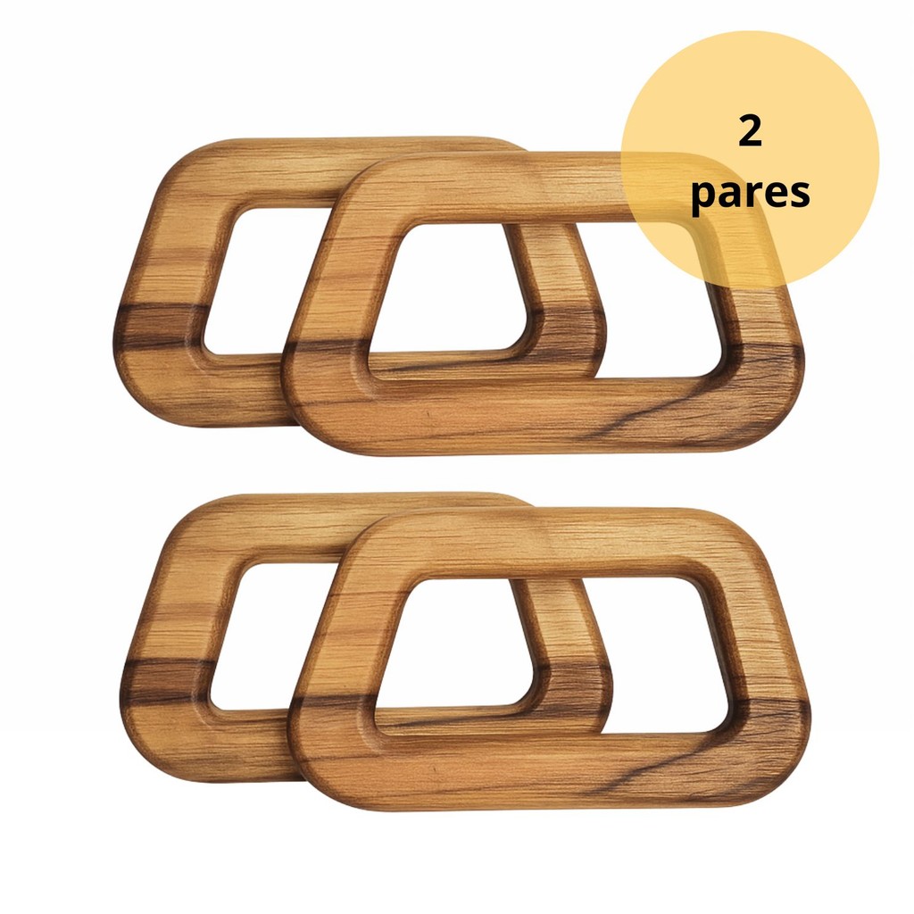 Kit 4 Alças (2 pares) para bolsas e cestos em madeira Teca Modelo ...