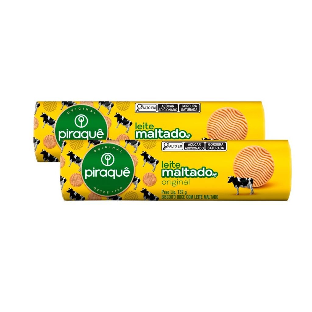 Kit 2 Biscoito Piraque Leite Maltado Original 132g | Shopee Brasil