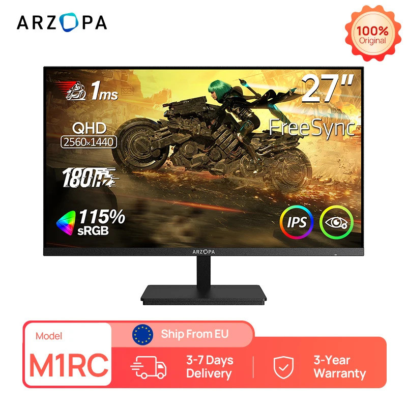 Monitor ARZOPA de 27 polegadas, 180Hz QHD 2K, FastIPS, FreeSync ...