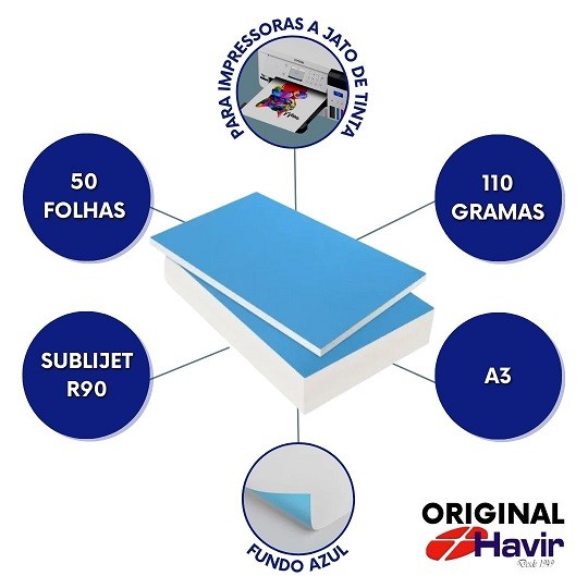 Papel Sublimático Havir 110g | A3|50 folhas | Shopee Brasil