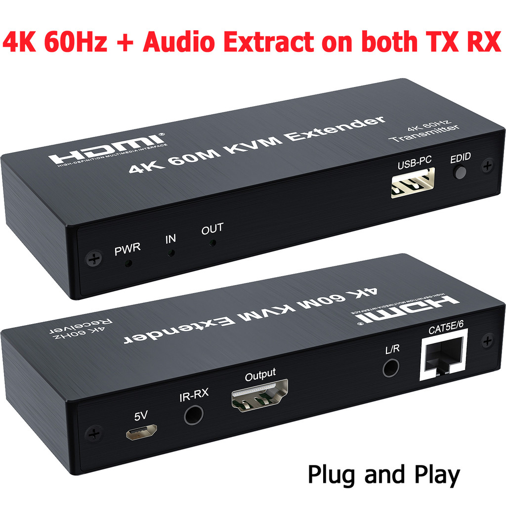 4K 60Hz HDMI KVM Extensor 60M Sobre Rj45 Cat6 Cabo De Rede Ethernet ...