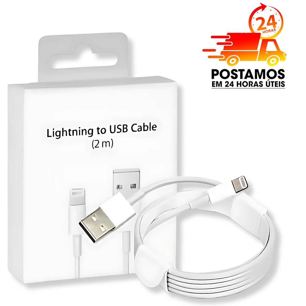 Cabo USB De IPhone Com 2 Metros Turbo Lightning 1 Metro | Shopee Brasil